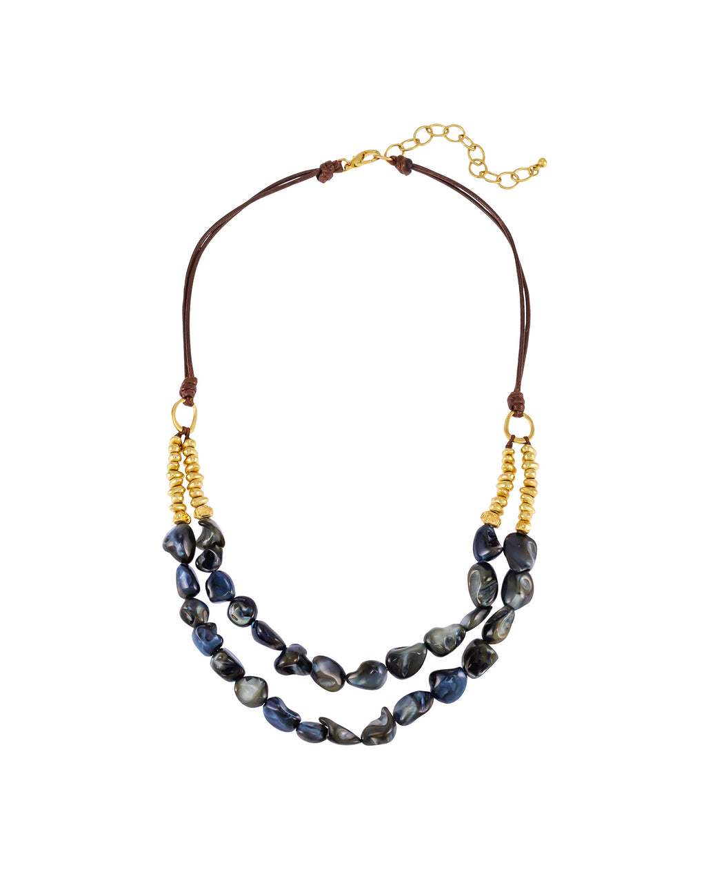 Dauplaise Jewelry - Blue Shell Double Row Necklace – DauplaiseJewelry